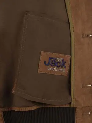 THE JACK LEATHERS Paneled Leather And Knit Jacket - Pecan/dark Brown