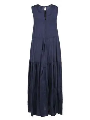 Aspesi Sleeveless Maxi Dress With Ruffles - Blue