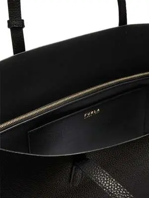 Furla Ava Tote Bag In Pebble Leather - Nero/nero
