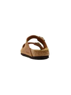 BIRKENSTOCK Arizona Nubuck Leather Sandals With Adjustable Buckles - Brandy