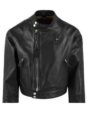 BLAUER. Leather Jacket - Nero