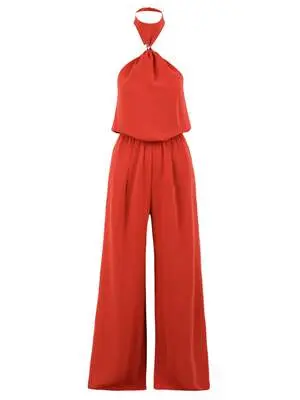 ANIYE BY Halter Neck Wide Leg Jumpsuit - Hot Pepper