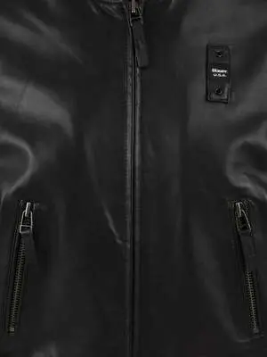 BLAUER. Leather Bomber Jacket - Nero