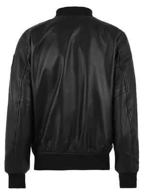 BLAUER. Leather Bomber Jacket - Nero