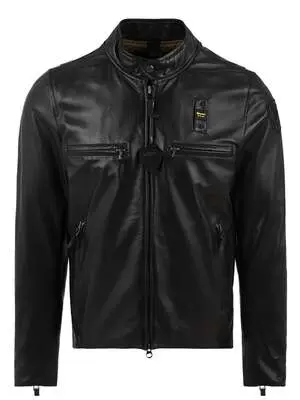 BLAUER. Leather Zip-up Jacket