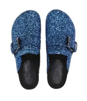 PHILOSOPHY BY LORENZO SERAFINI Glitter Buckled Calfskin Leather Sandals