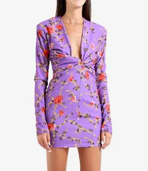 ANIYE BY Long Sleeve Deep Neck Printed Dress