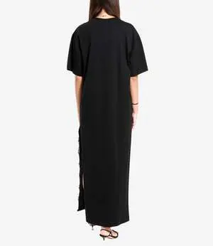 MSGM Cotton T-shirt Dress With Lace Trim - Nero