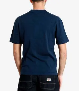 AT.P.CO Ribbed Knit Bowling Collar Short Sleeve Button-up Shirt