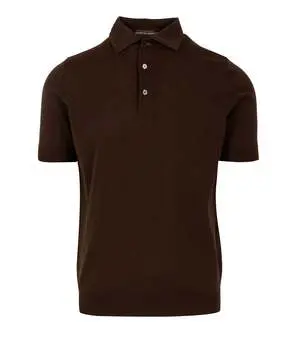 FILIPPO DE LAURENTIIS Polo Neck Short Sleeve Knit - Burnt