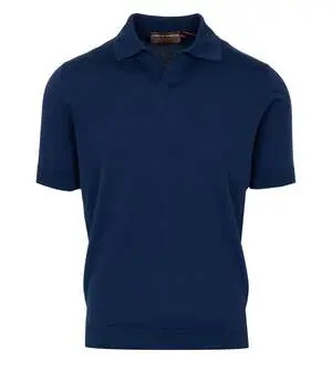 FILIPPO DE LAURENTIIS Cotton Knit Polo Shirt - Navy Blue