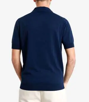 FILIPPO DE LAURENTIIS Cotton Knit Polo Shirt - Navy Blue