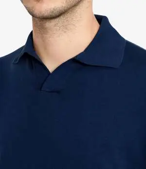 FILIPPO DE LAURENTIIS Cotton Knit Polo Shirt - Navy Blue