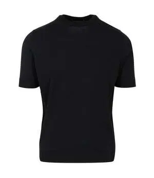 FILIPPO DE LAURENTIIS Crew Neck Short Sleeve Knit Top - Black