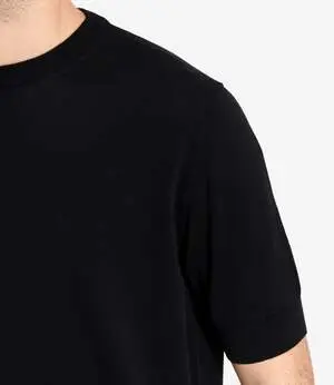 FILIPPO DE LAURENTIIS Crew Neck Short Sleeve Knit Top - Black