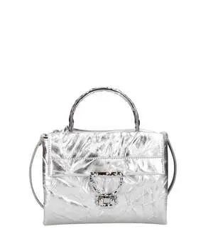 COCCINELLE Metallic Effect Leather Handbag - Silver