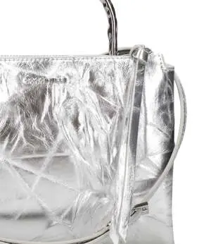 COCCINELLE Metallic Effect Leather Handbag - Silver
