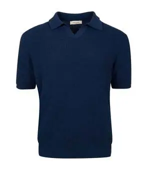 GRAN SASSO Ribbed V-neck Polo Shirt