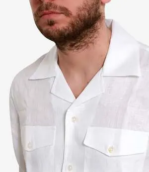 GRAN SASSO Linen Shirt With Bowling Collar And Patch Pockets