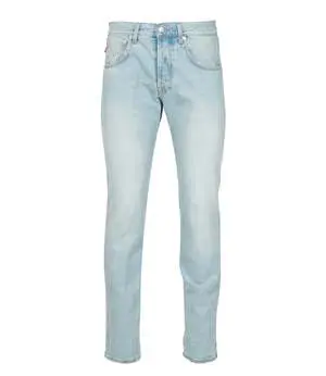 PEOPLE Light Wash Straight Leg Denim Jeans With Vintage Effect