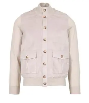 GRAN SASSO Alcantara And Organic Cotton Jacket With Ribbed Collar And Pockets