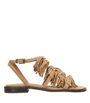 Ash Suede Knotted Fringe Sandals With Studs