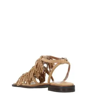 Ash Suede Knotted Fringe Sandals With Studs