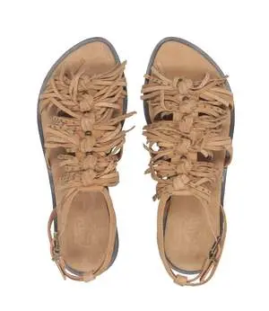 Ash Suede Knotted Fringe Sandals With Studs