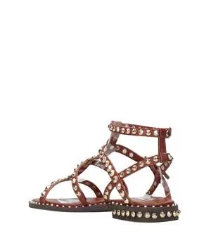 Ash Studded Leather Ankle Strap Sandals - Marsala