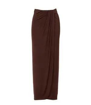Andamane Draped Jersey Maxi Skirt - Brown