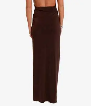 Andamane Draped Jersey Maxi Skirt - Brown