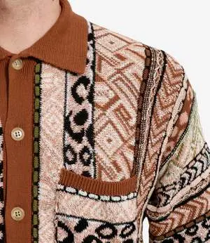 LANEUS Jacquard Knit Polo Shirt