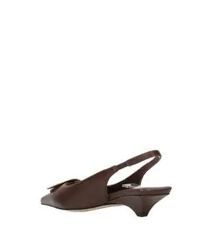 VIC MATIE Slingback Shoes With Geometric Detail - Brown
