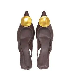 VIC MATIE Slingback Shoes With Geometric Detail - Brown