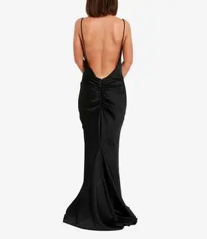 Andamane Strappy Satin Gown - Black