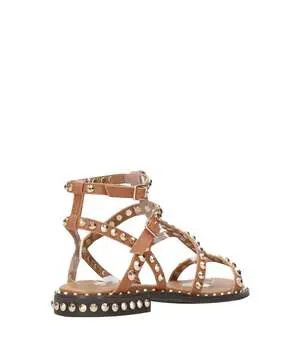 Ash Studded Leather Ankle Strap Sandals - Cinnamon