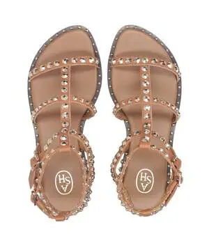 Ash Studded Leather Ankle Strap Sandals - Cinnamon