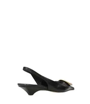 VIC MATIE Slingback Pumps With Gold Tone Detail - Black