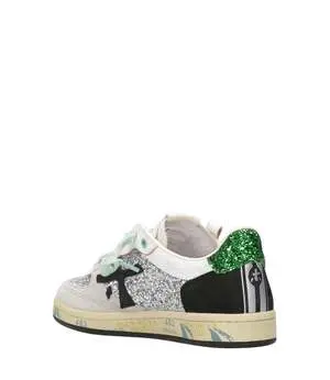 Premiata Lace-up Glitter Detail Sneakers - Silver+green