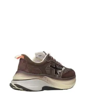 Premiata Technical Fabric And Suede Lace-up Sneakers With Embossed Logo