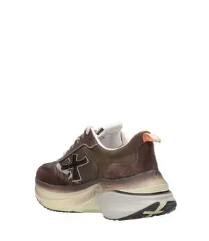 Premiata Technical Fabric And Suede Lace-up Sneakers With Embossed Logo