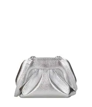 THEMOIRE Faux Leather Clutch With Shoulder Strap - Silver
