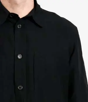 LANEUS Linen Blend Oversize Shirt - Black