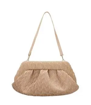 THEMOIRE Ruched Apple Leather Handbag With Shoulder Strap