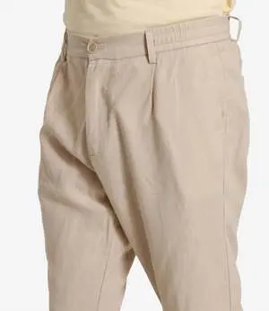 CRUNA Tapered Fit Linen-blend Canvas Trousers - Ecrù