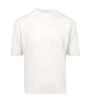 LANEUS Knitted Cotton Crewneck T-shirt - Cream