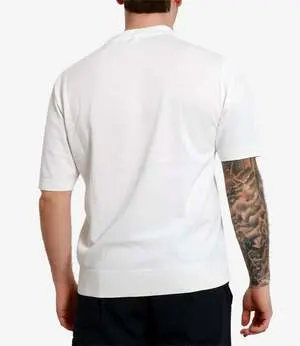 LANEUS Knitted Cotton Crewneck T-shirt - Cream