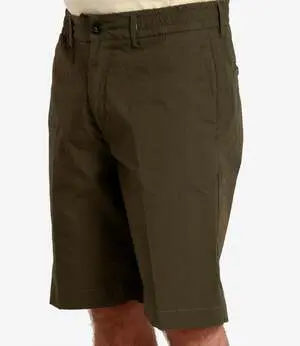 CRUNA Cotton Blend Regular Fit Shorts With Drawstring - Military Green
