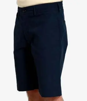 CRUNA Navy Cotton Blend Belted Tailored Shorts - Blue