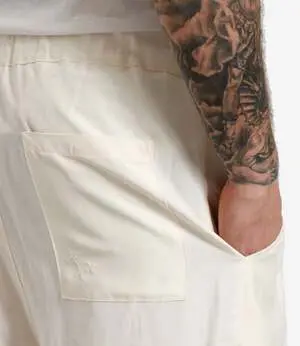 LANEUS Linen Blend Straight Leg Trousers - Cream
